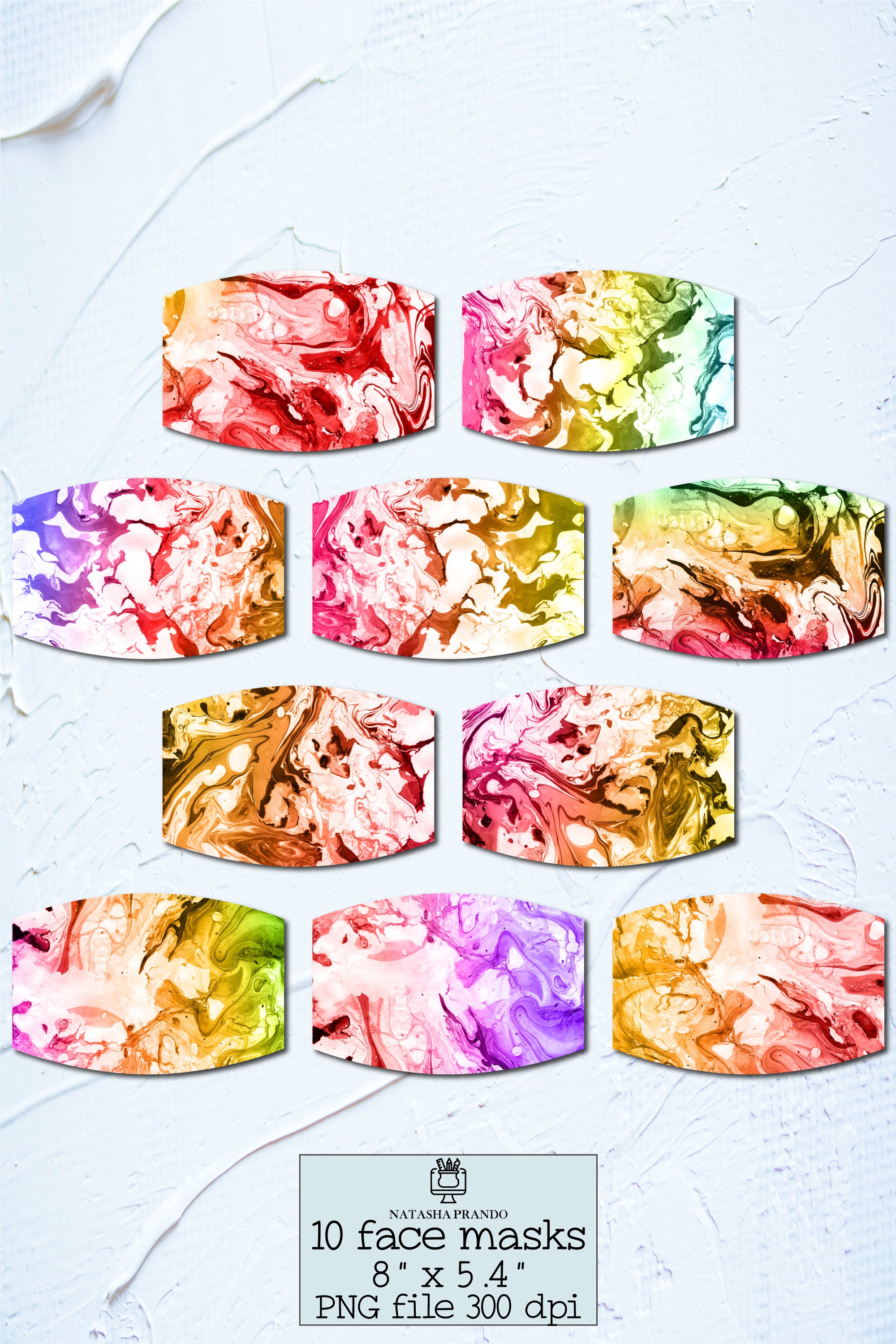 Tropical Watercolor Marble Texture Face Mask