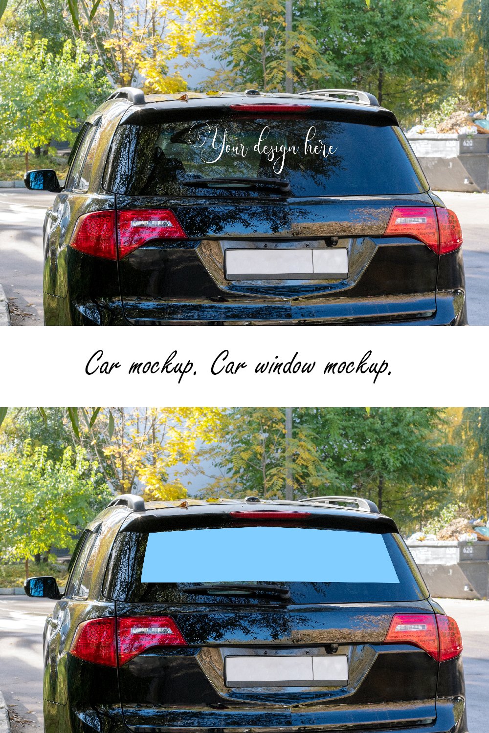 Car mockup. Car window mockup.