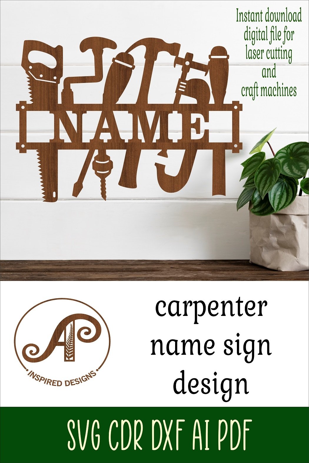 Wood work tool theme Name sign svg laser cut (2559804)