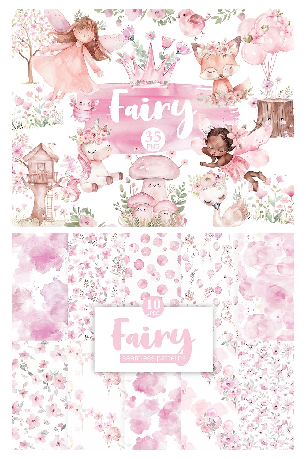 Fairy Clipart Bundle | Baby Shower Graphics Set