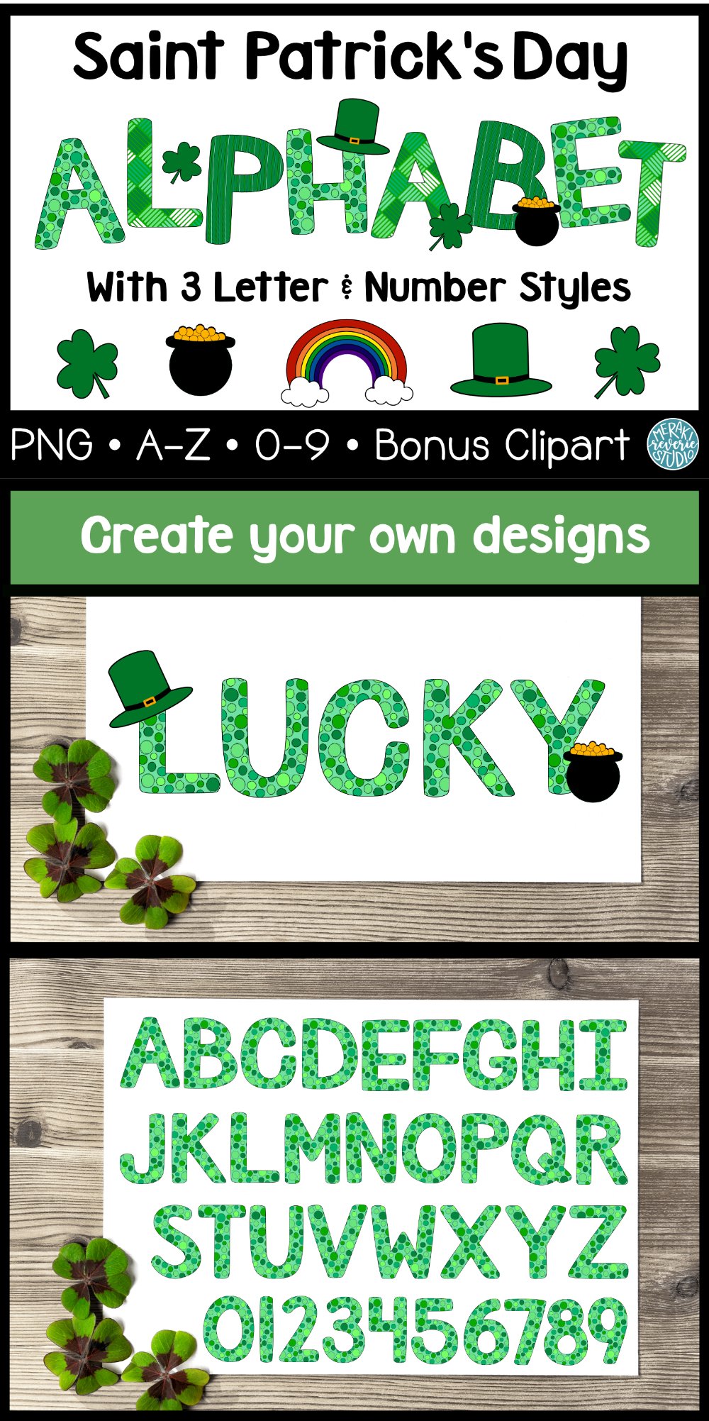 St. Patrick's Day Alphabet with Clipart