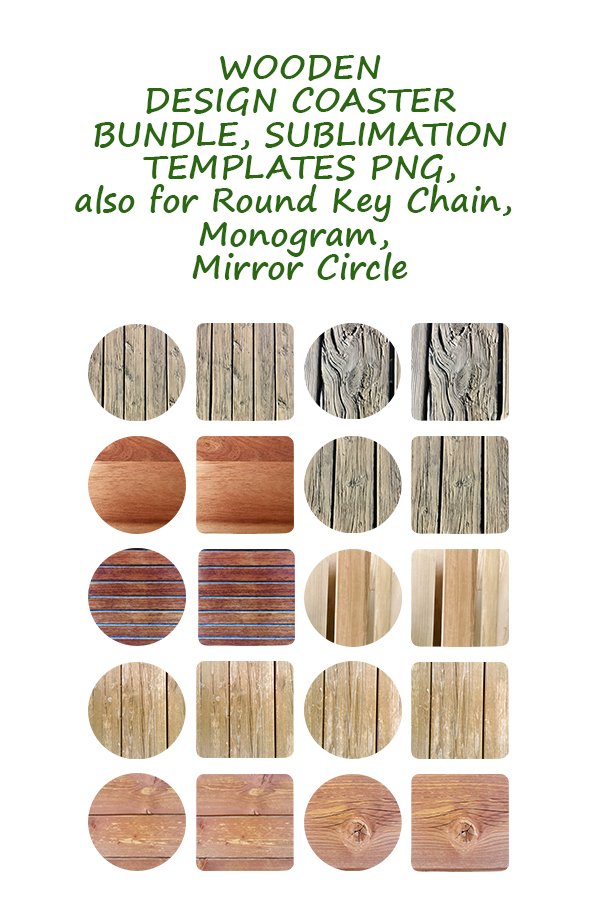 Wooden Coaster Sublimation Template Bundle, Key Chain,