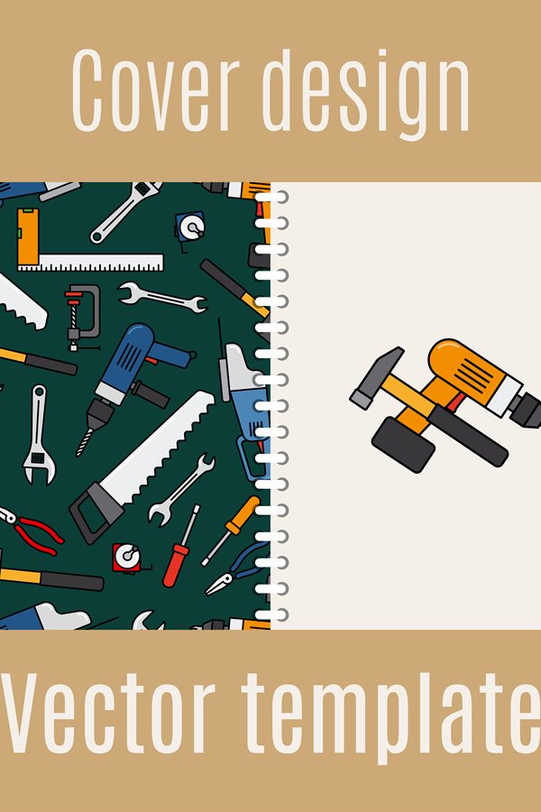 Cover design with constraction tools pattern