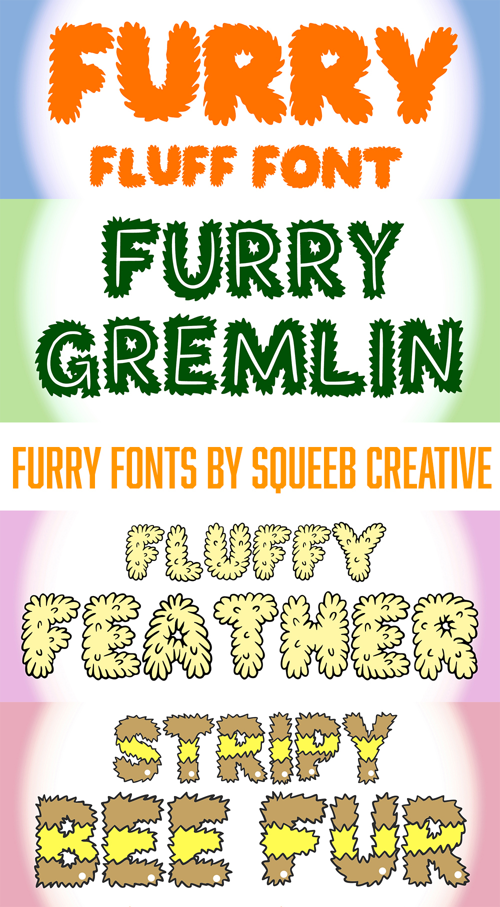 Furry Gremlin Lettering ABC Text Font Alphabet OTF Type