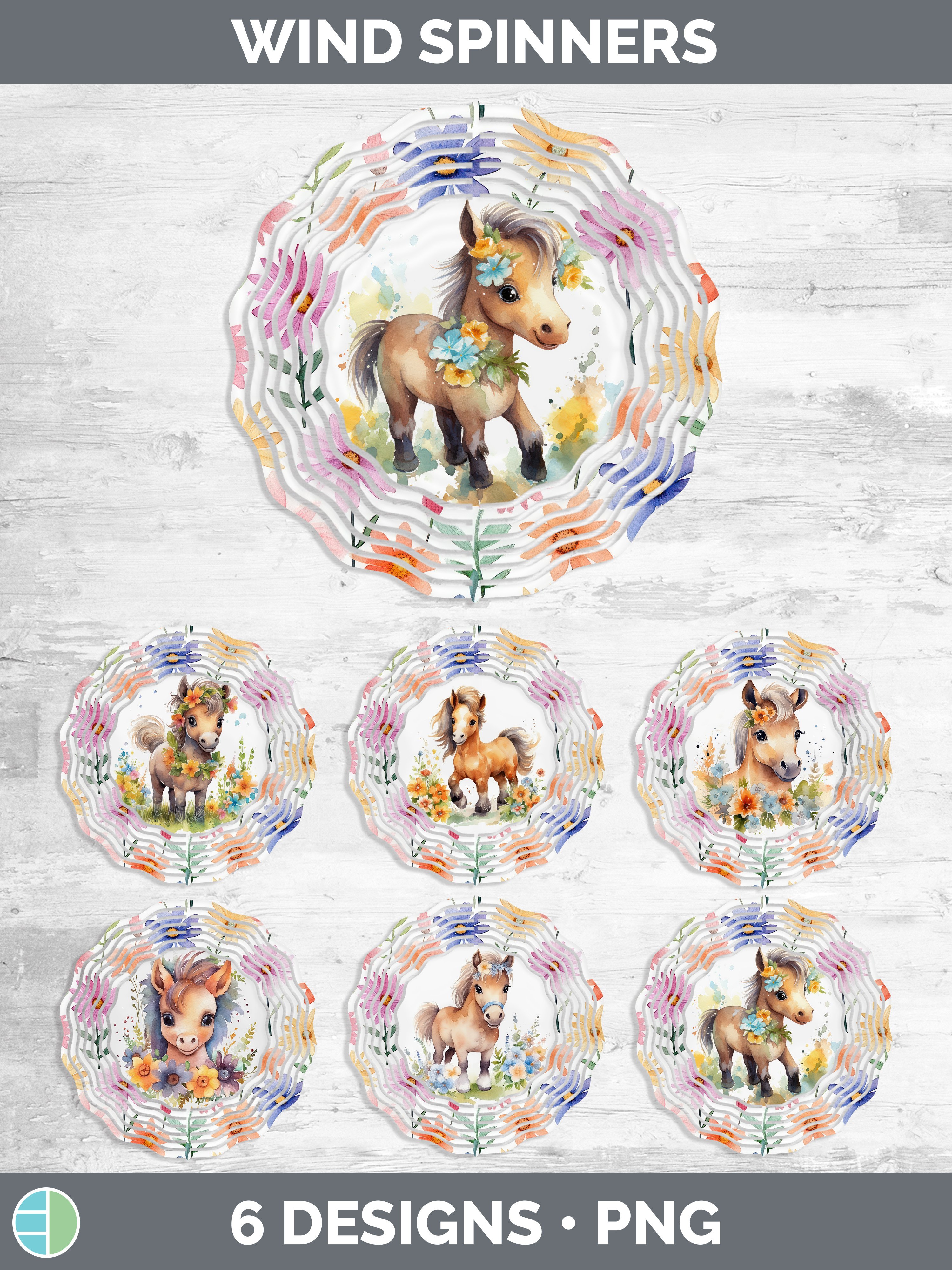 Watercolor Horse Wind Spinner | Sublimation Spinner Designs