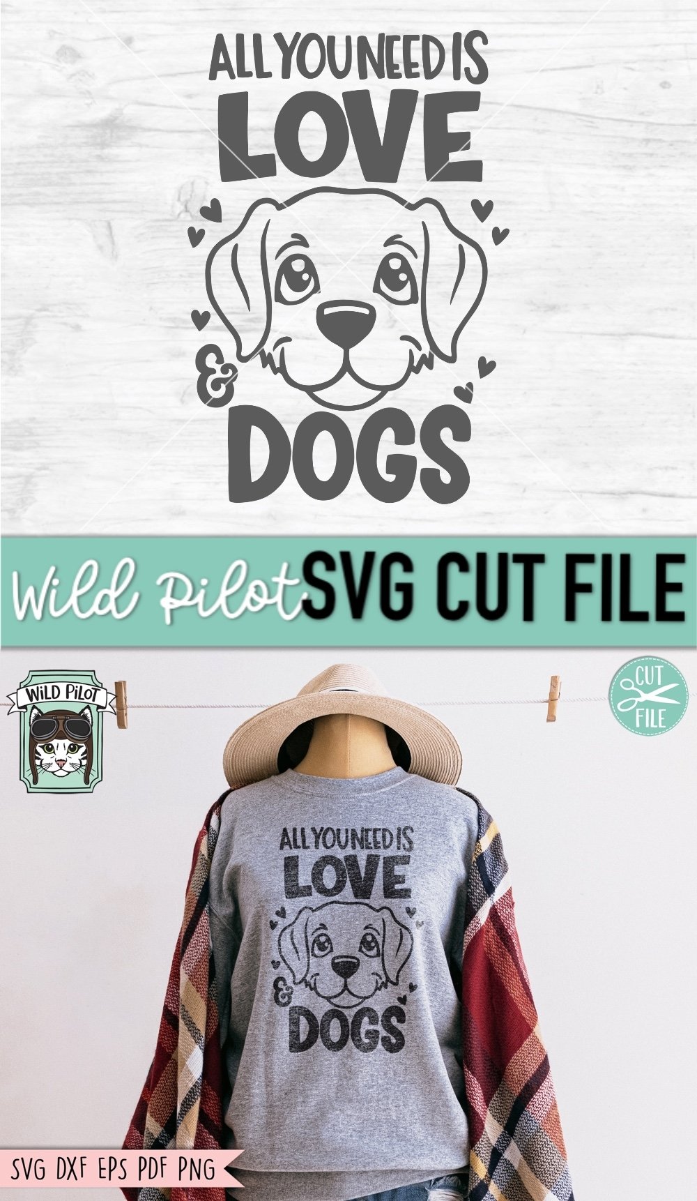 Dog Lover SVG, Valentines Day, All You Need Is Love, Puppy