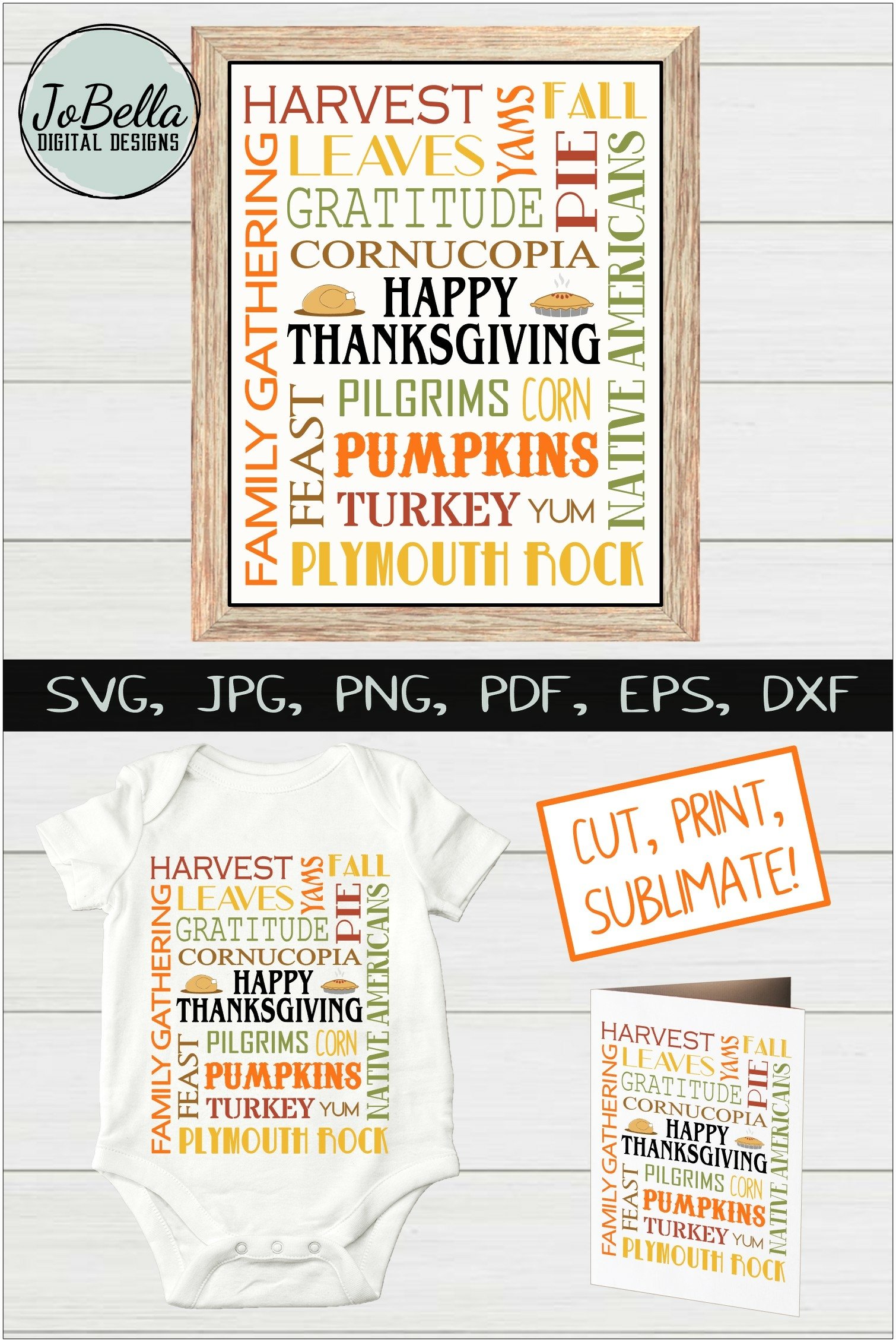 Subway Art Happy Thanksgiving SVG | Autumn Words SVG