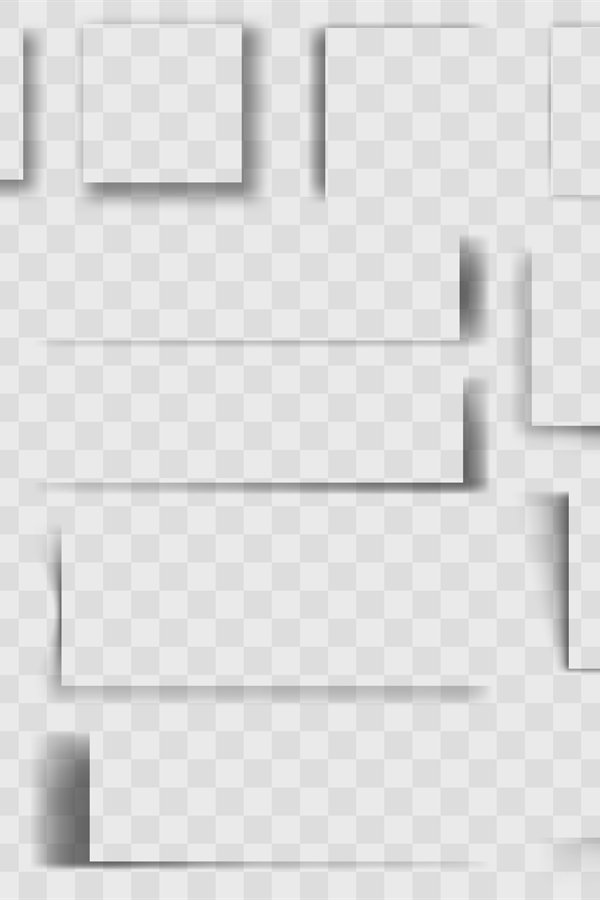 Realistic square shadows. Square drop shadow, soft edges tra