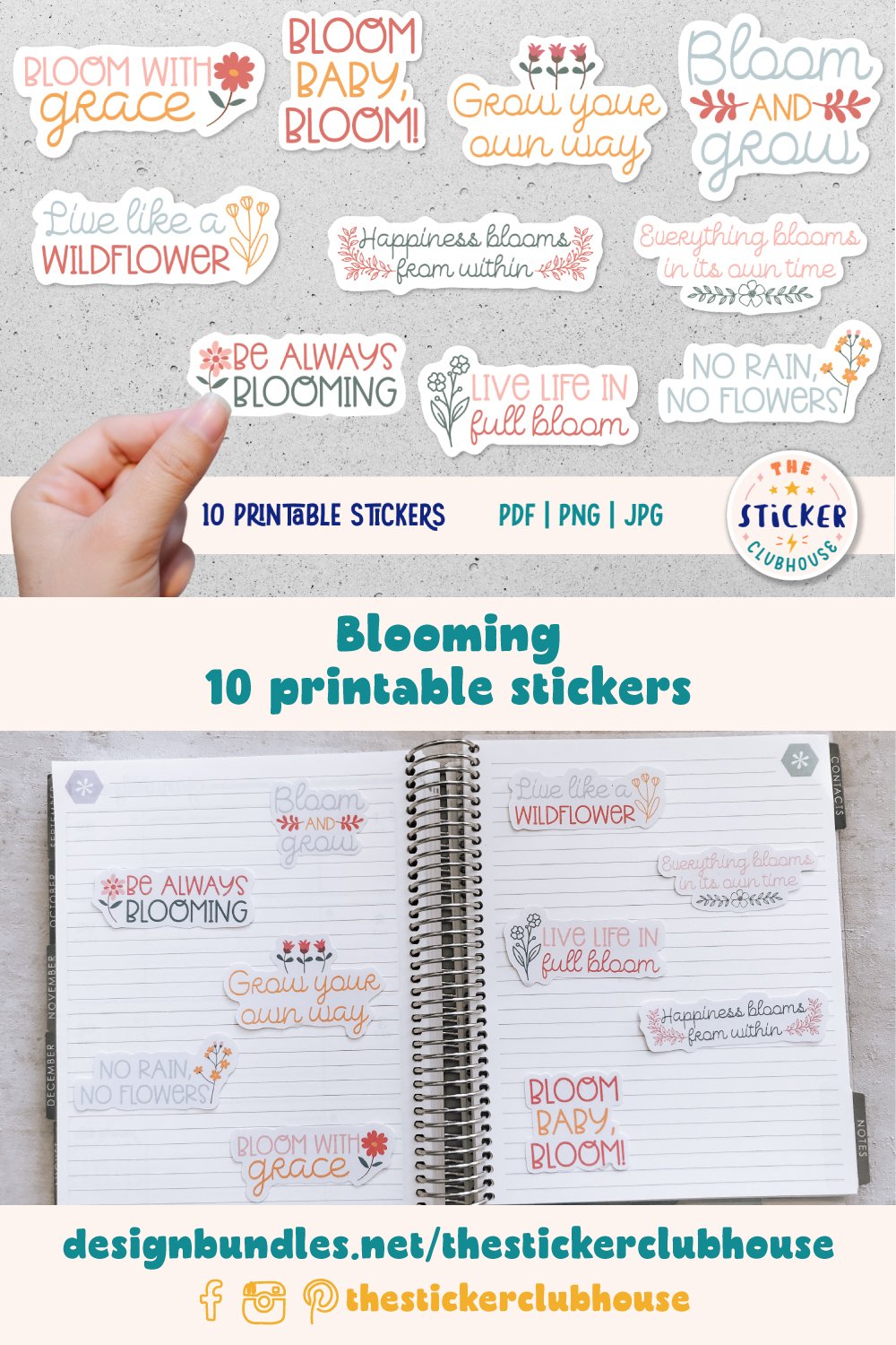 Blooming Sticker Bundle | 10x Inspirational stickers
