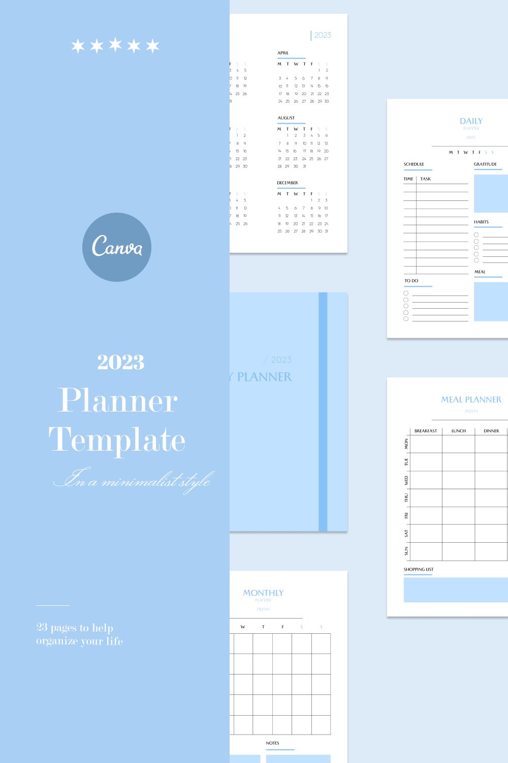 2023 Planner Canva Template | 2023 Calendar
