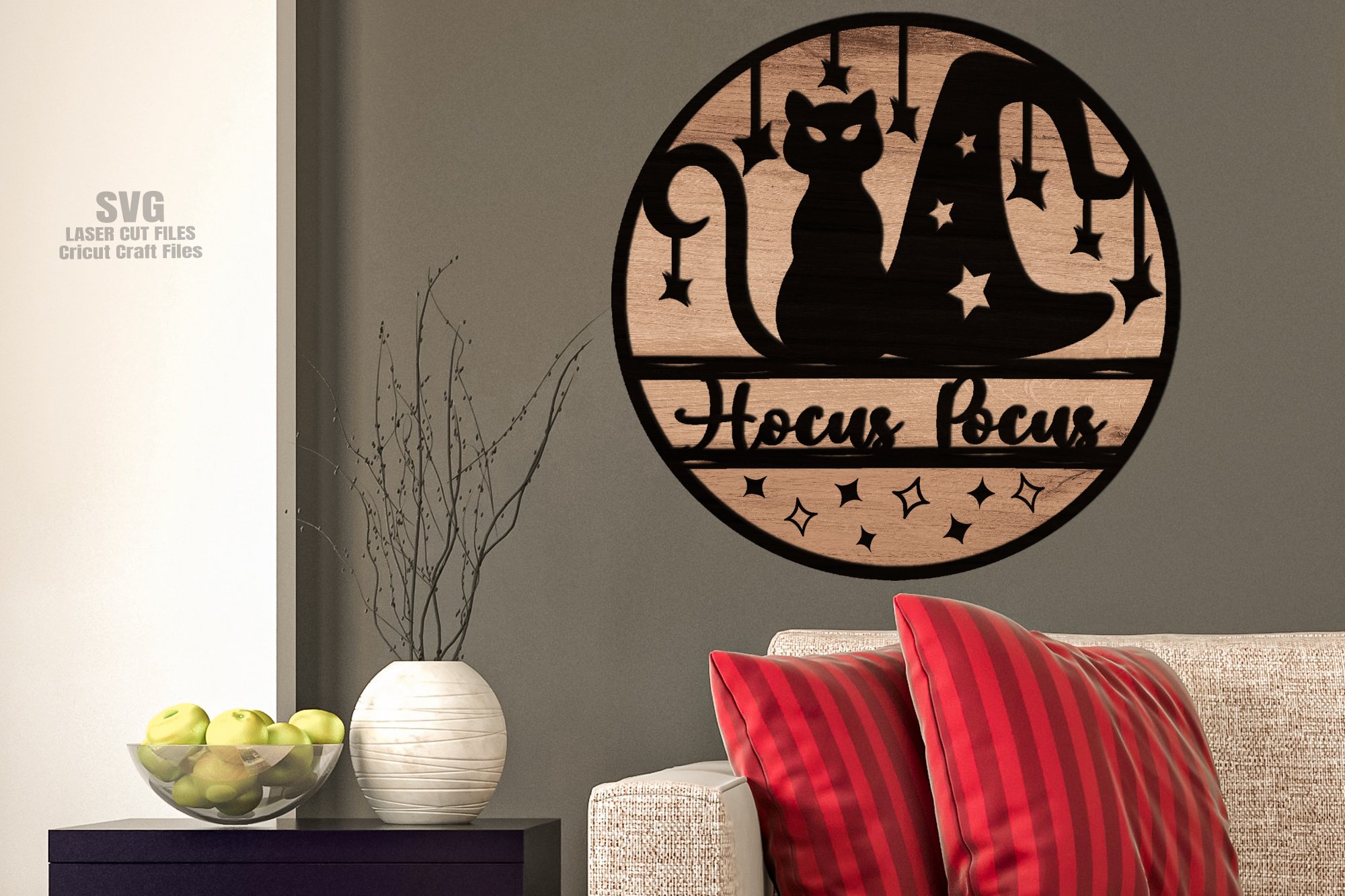 Hocus Pocus Round Sign SVG Glowforge Halloween (1588189)