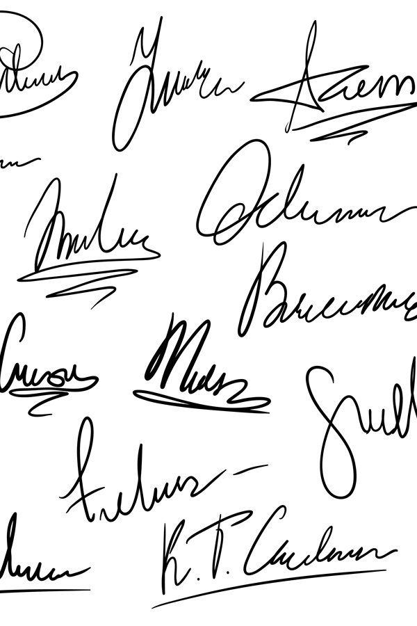 Handwritten signature. Manual signatures, manuscript sign fo