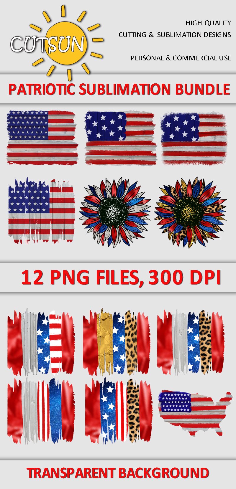 Patriotic Sublimation Bundle | 4th of July (1424654)