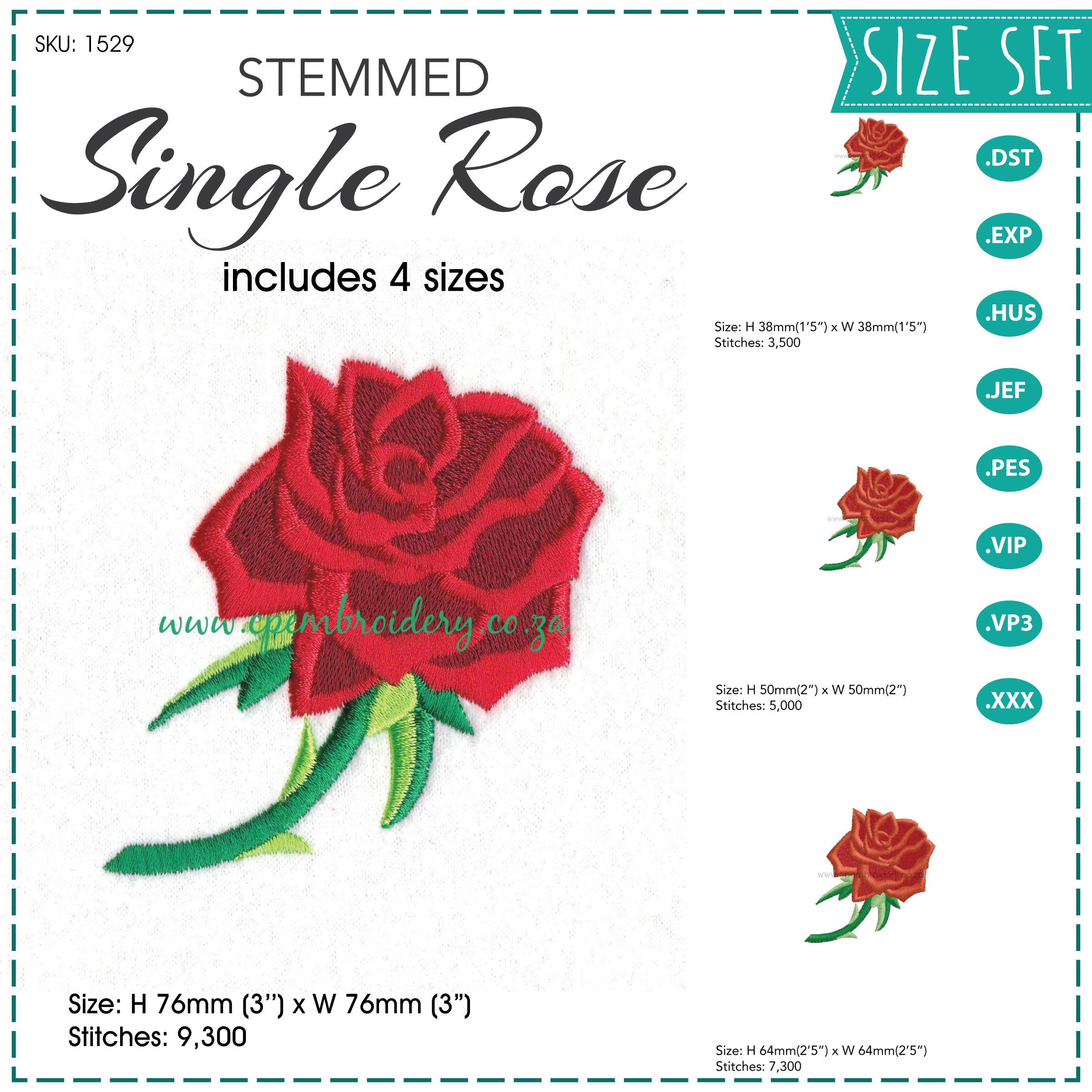 Stemmed Single Rose