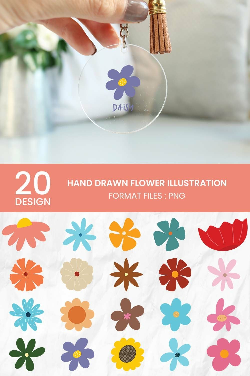 Hand Drawn Flower Illustration With 20 Variations