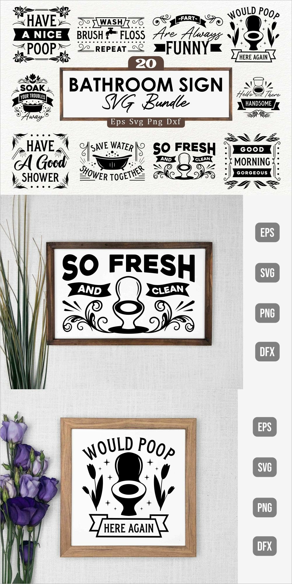 Bathroom Sign SVG Bundle, Bathroom Sign, Bathroom Quotes