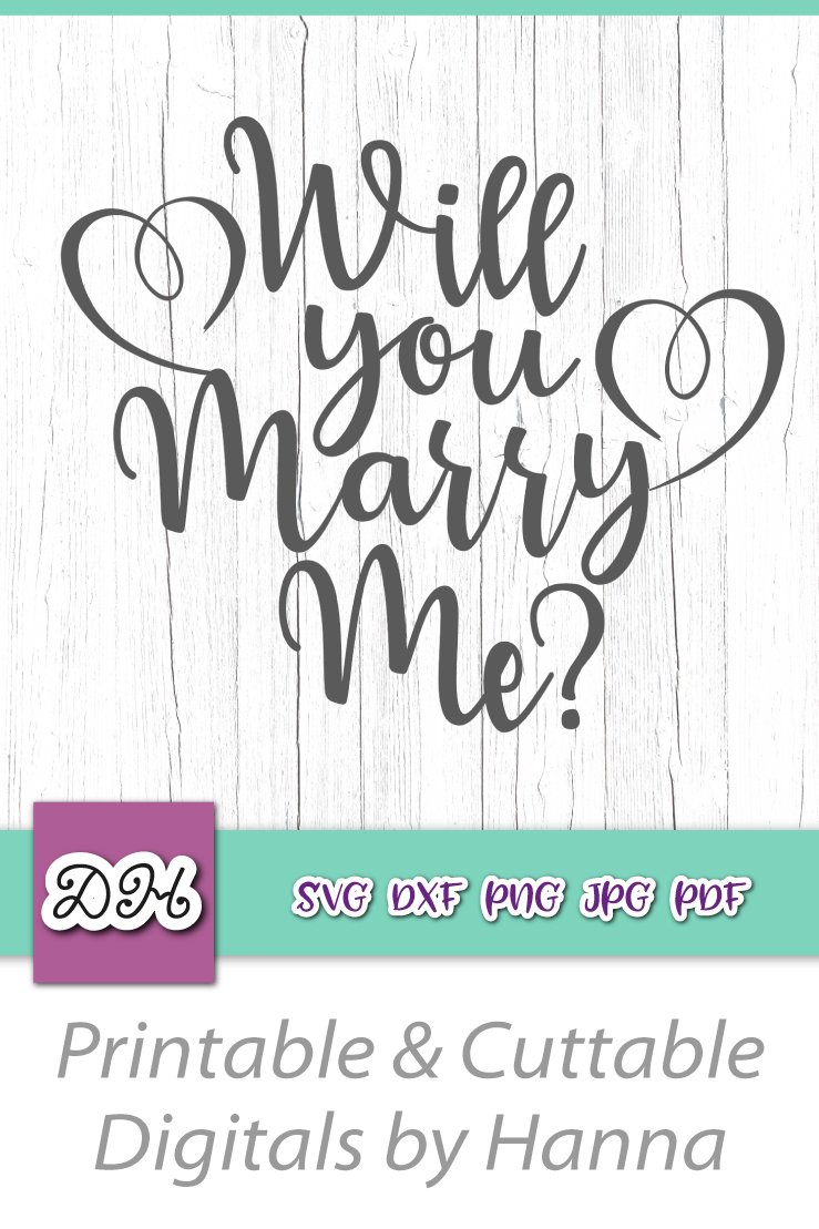 Digital Sillhouette and Cricut cut files Will you marry me DXF Marriage ...