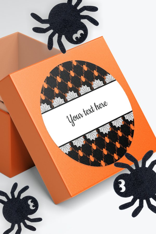Halloween Printable Round Labels with Spider Pattern 2.5 in