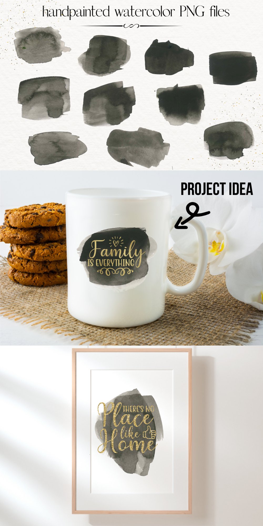 Black Watercolor splash clipart (2484382)