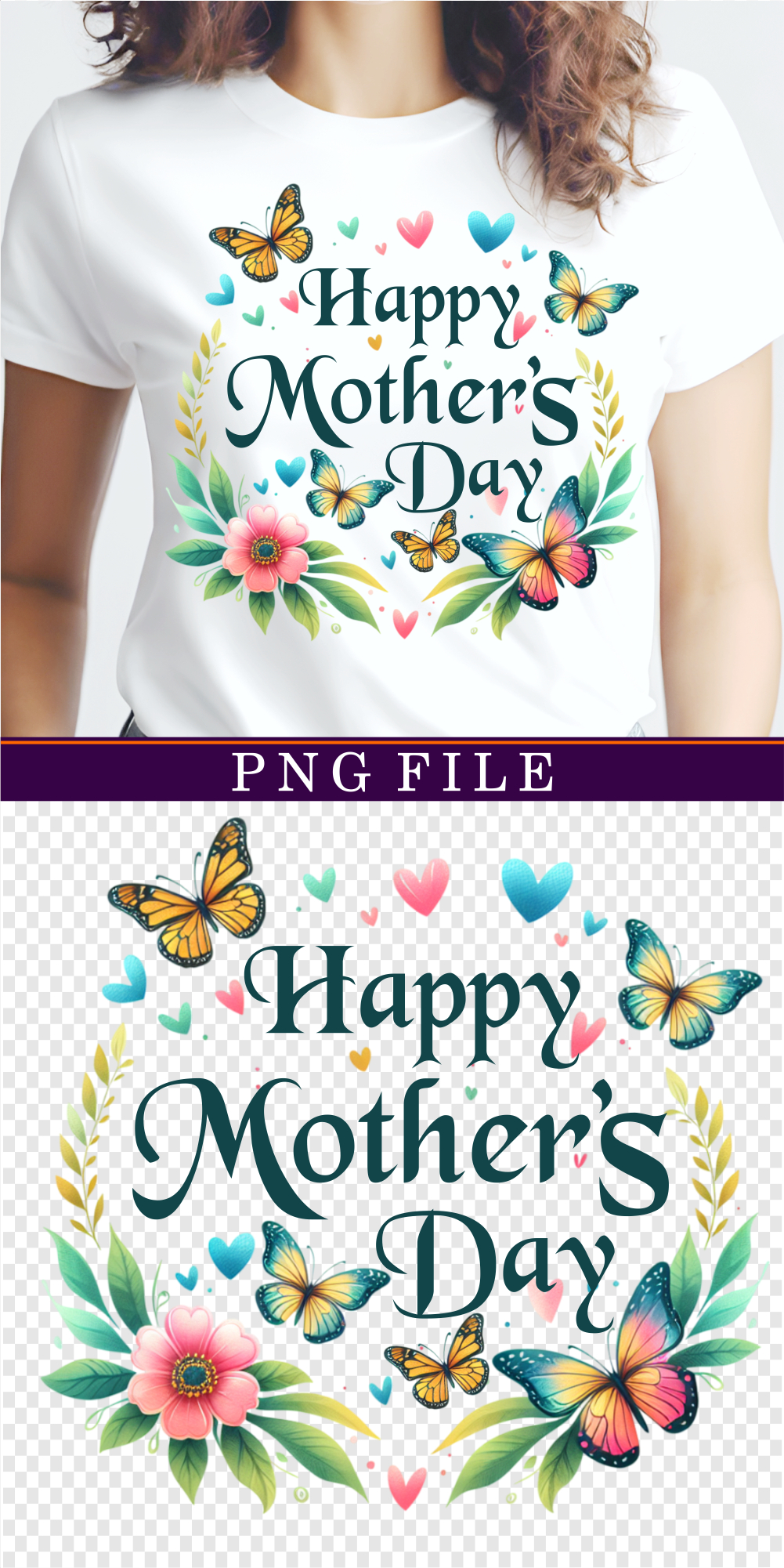 Mothers day sublimation Designs With Flowers and Butterfly