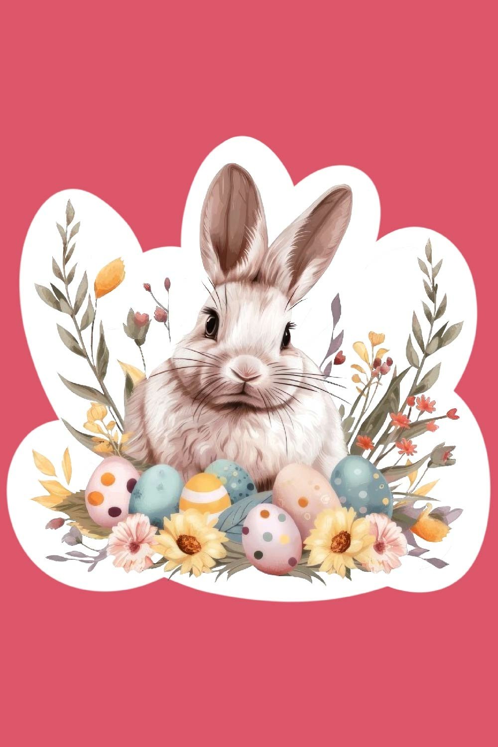Easter Rabbit with eggs sticker|Spring Rabbit sticke