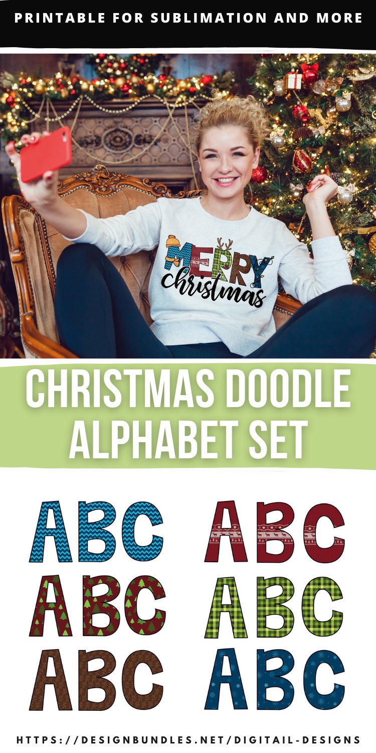 Printable Christmas Doodle Alphabet Bundle