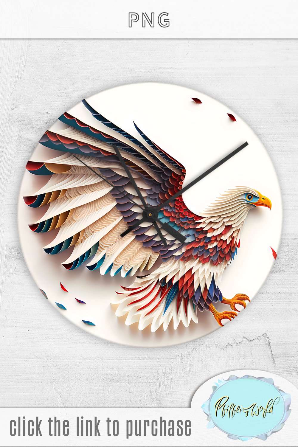 Patriotic Eagle Clock Face Sublimation Design