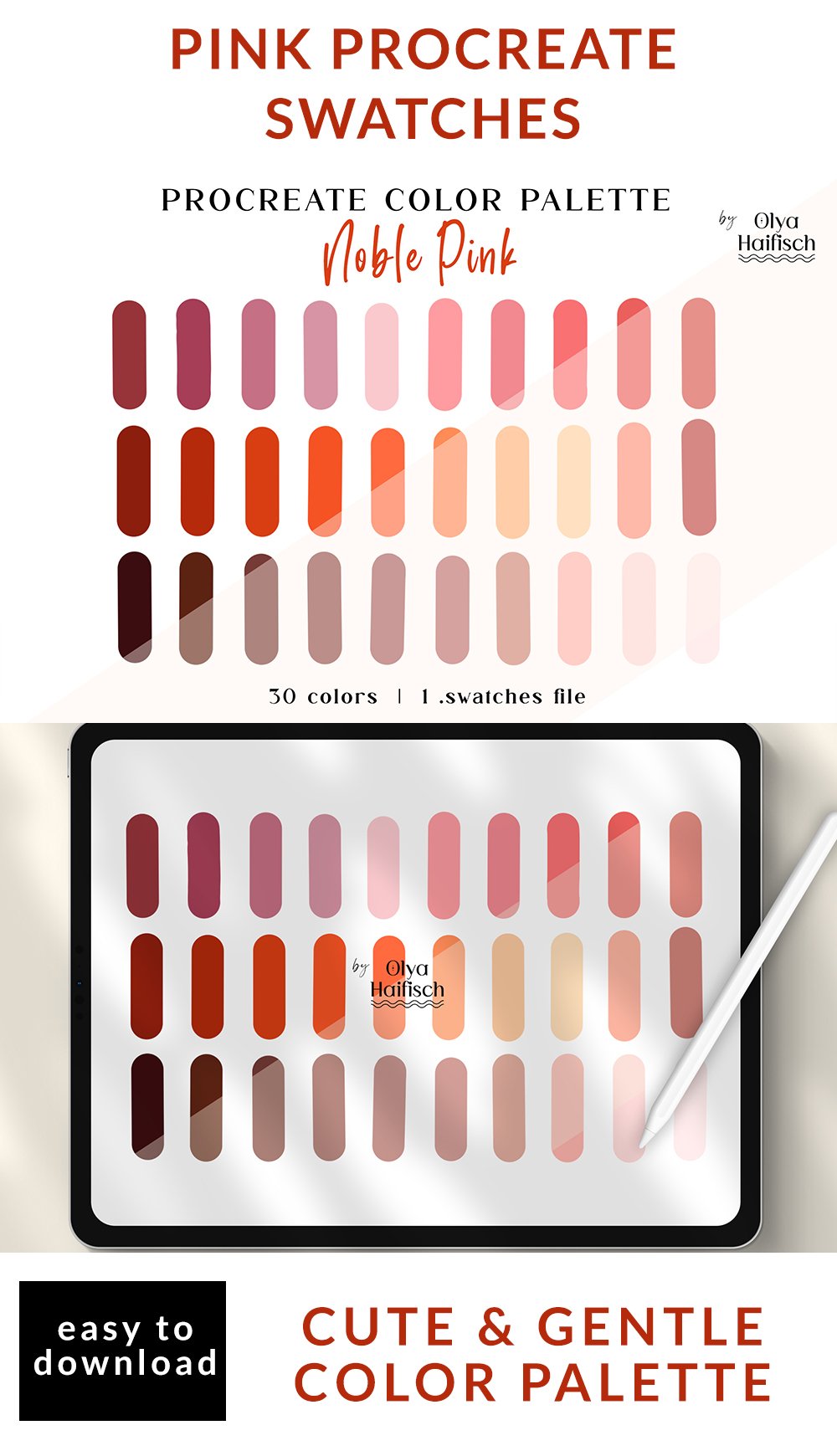 Pink Procreate Color Palette. Cute Color Swatches