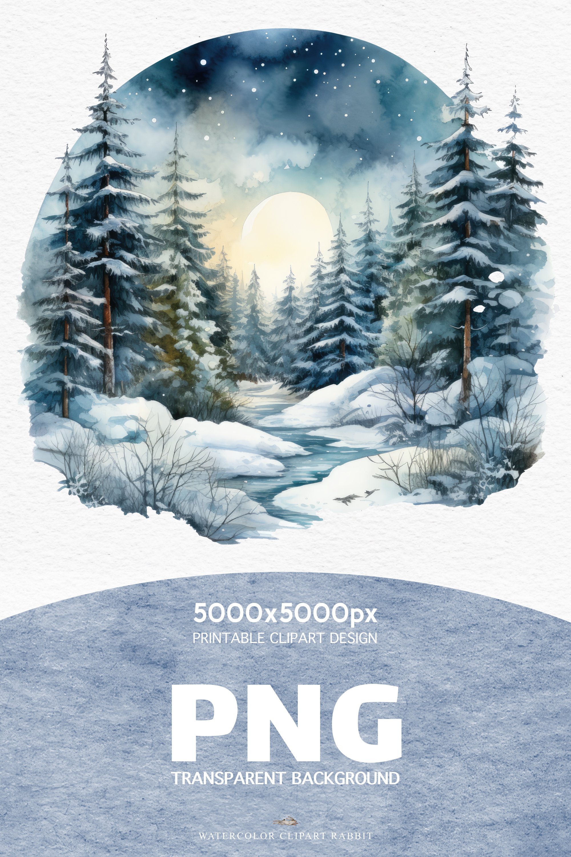 Christmas Winter Forest Snow Landscape Clipart Holiday PNG