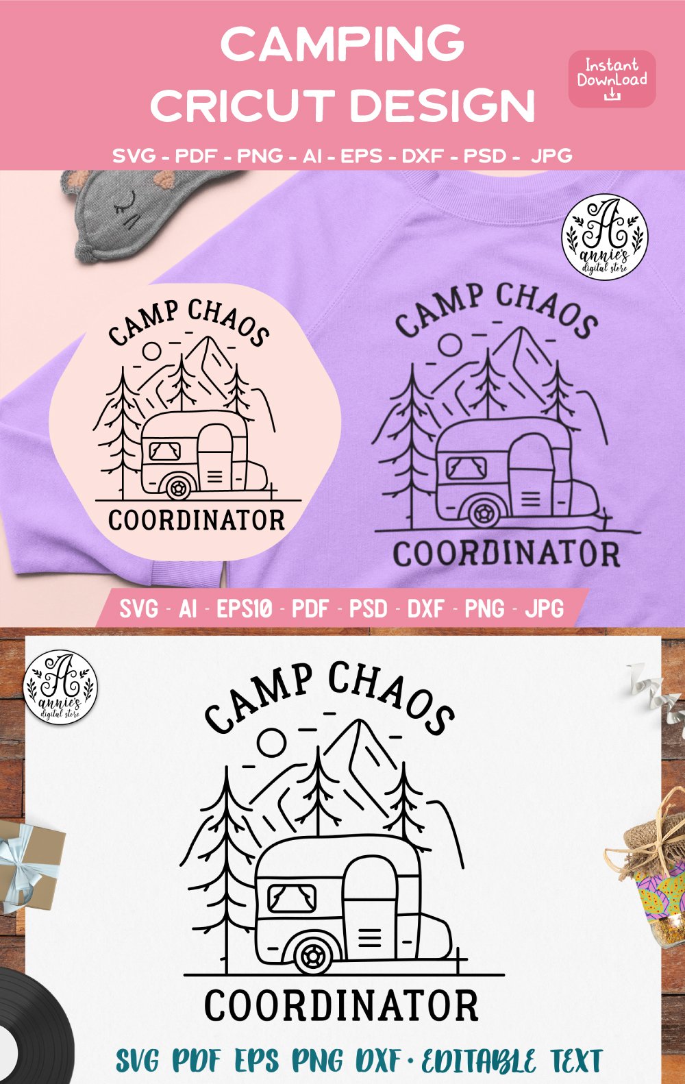 Camp Chaos Coordinator SVG Silhouette Design Logo Emblem dxf