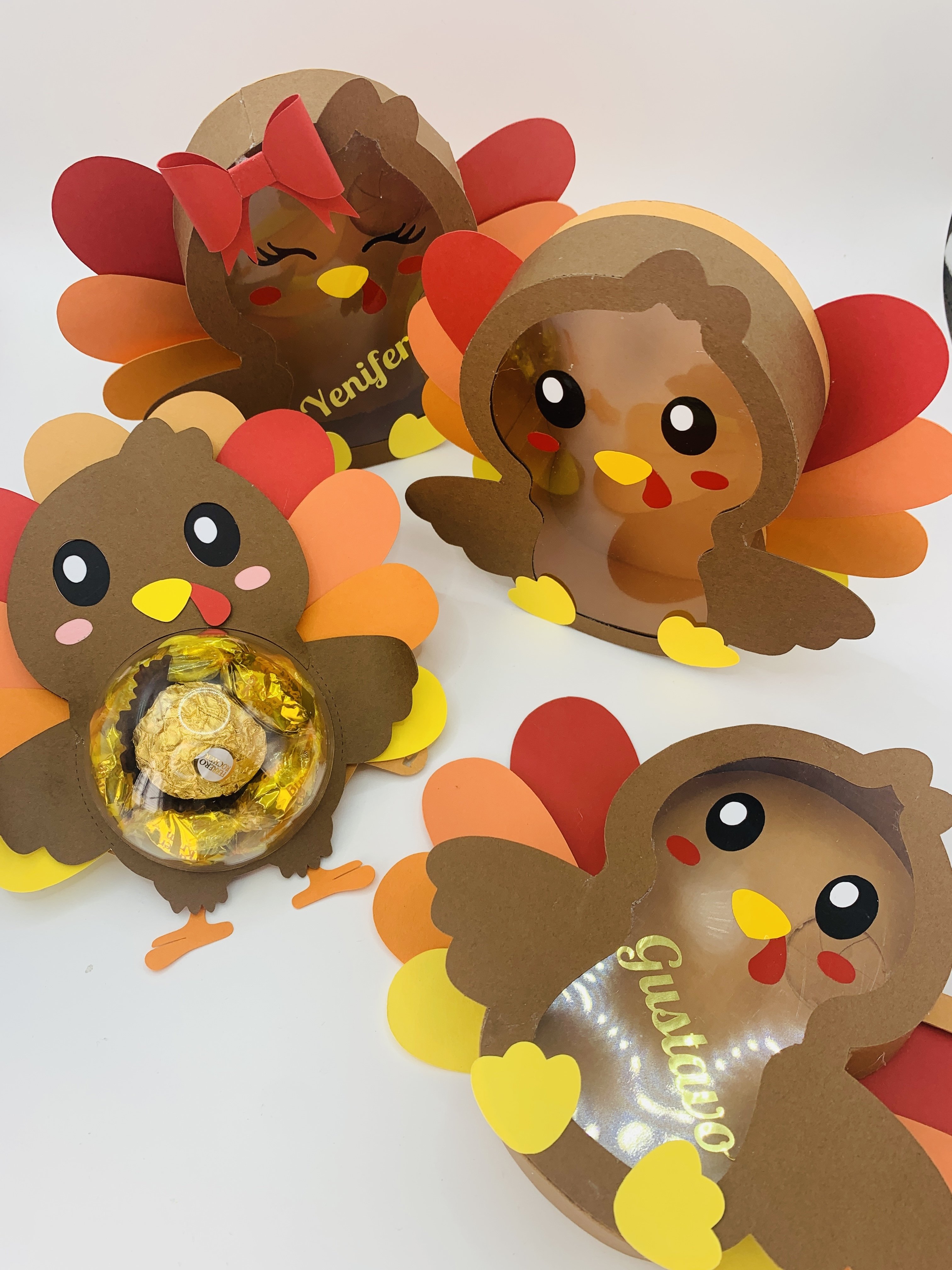 WITH CLEAR LID Box Thanksgiving pack couple Turkey - SVG