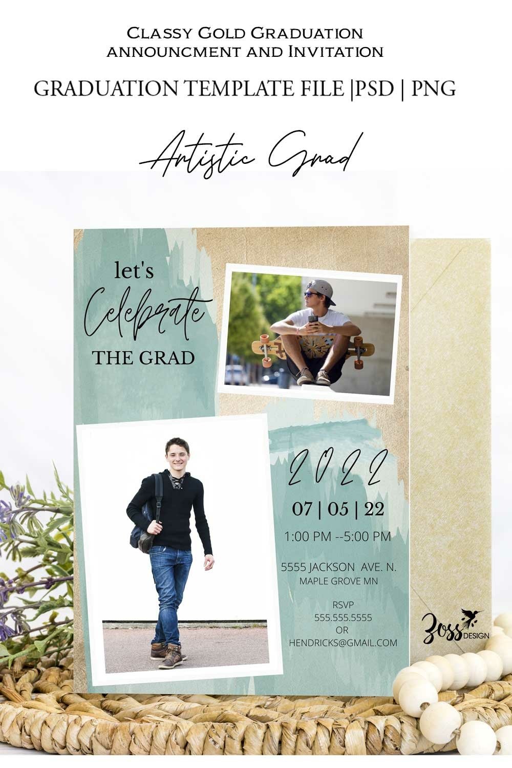 Artistic Grad | Graduation invitation template | Photoshop