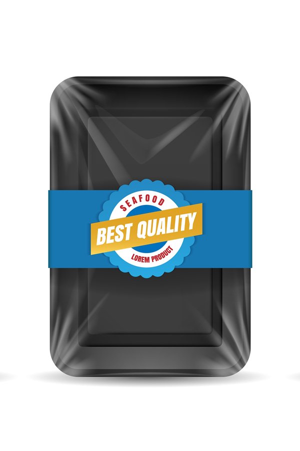 Plastic food containers with labels