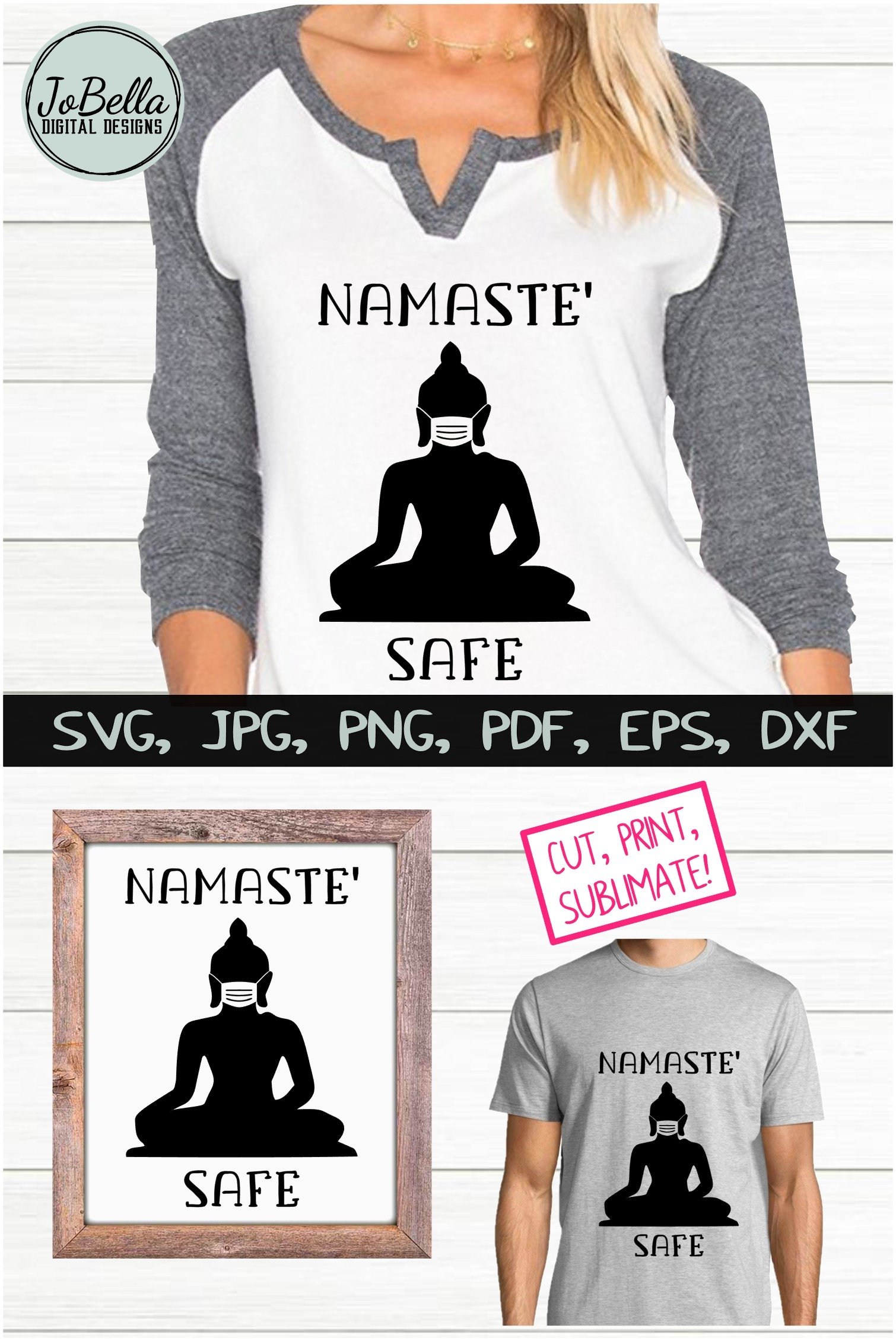 Namaste Safe Masked Buddha SVG | Covid Cut File