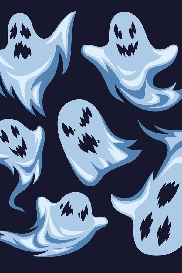 Cartoon ghost. Halloween night holiday characters. Creepy fu
