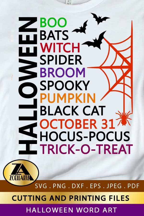 Halloween SVG PNG EPS DXF Halloween Word Art SVG Spooky SVG