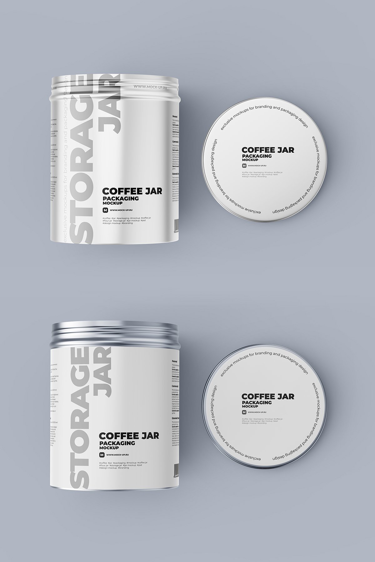 Metallic Storage Open Jar. Top view. 2 PSD