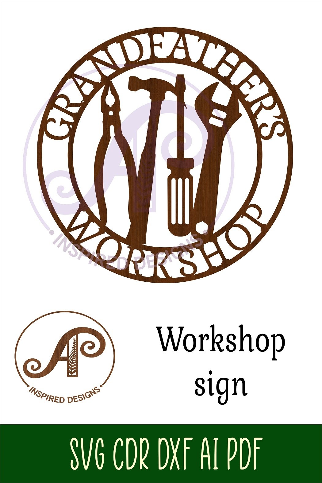 Grandfather's Workshop tools sign svg laser cut template