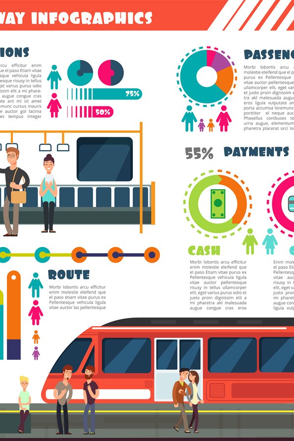 Subway, metro vector urban underground transport infographic