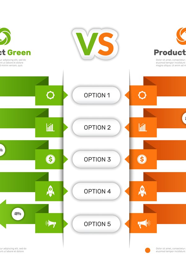 Comparison chart. Infographic table with compare business in
