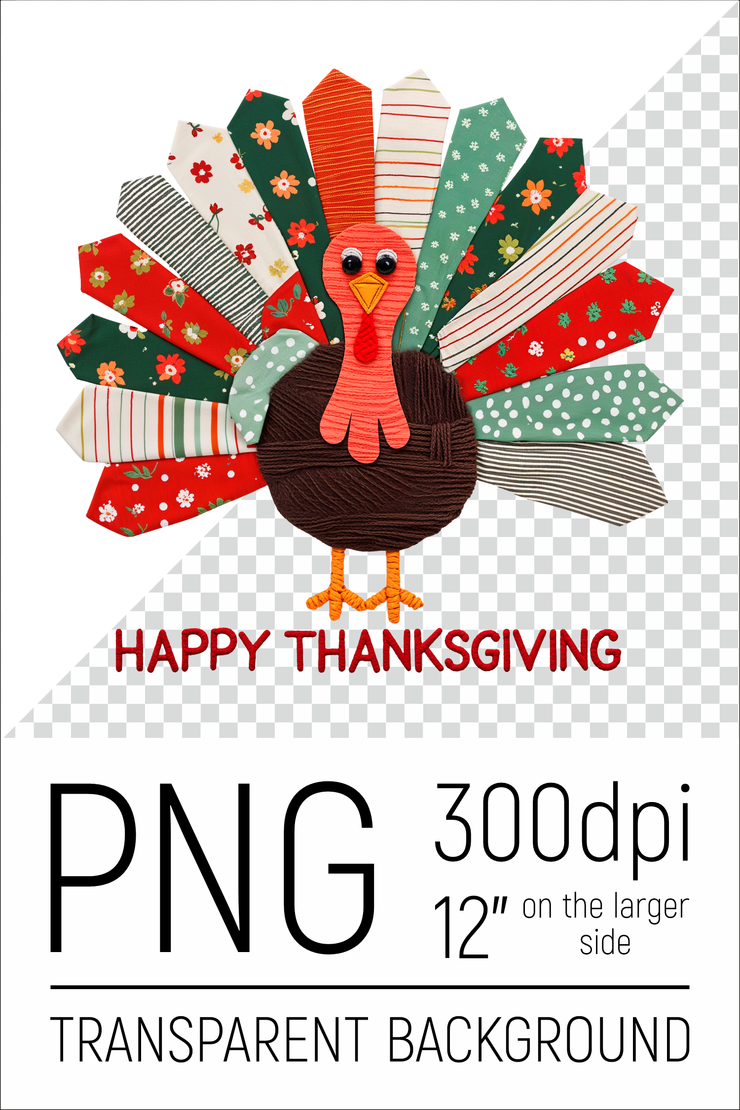 Thanksgiving Turkey Patchwork Clipart