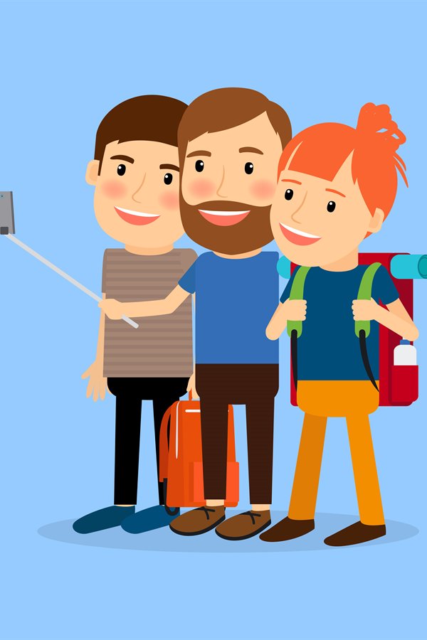 Traveling family cartoon character