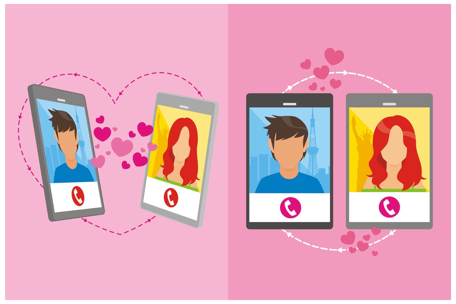 Long Distance Relationship - Vector Illustration