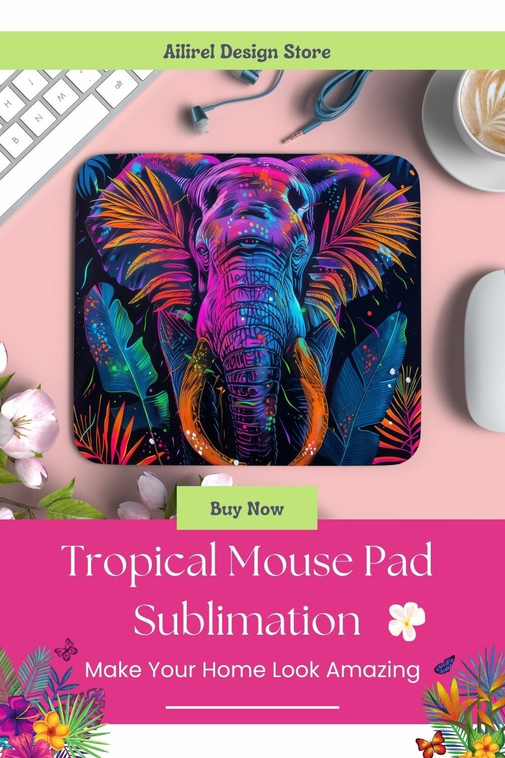 Elephant Mouse Pad Sublimation Design
