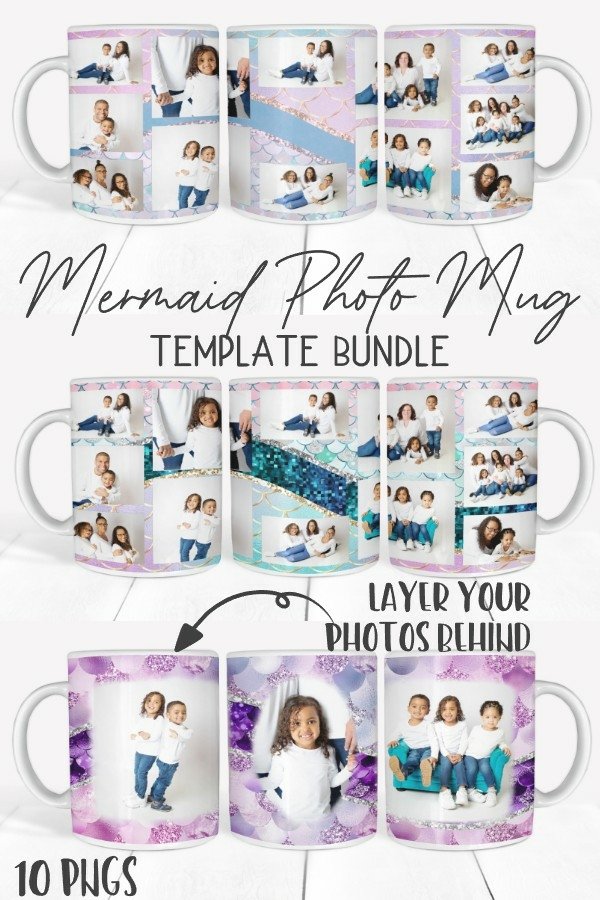 Mermaid Photo Mug Bundle| Mug Template For Sublimation