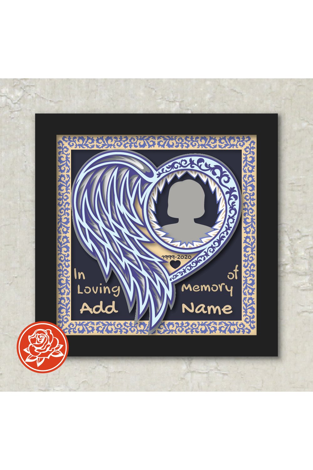 Customizable memorial shadow box Svg files for Cricut