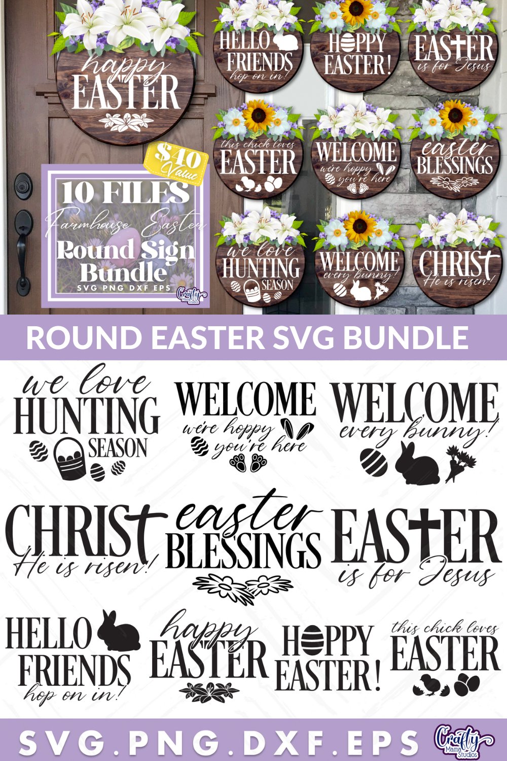 Round Easter Svg Bundle | Easter Sign Welcome | Door Sign