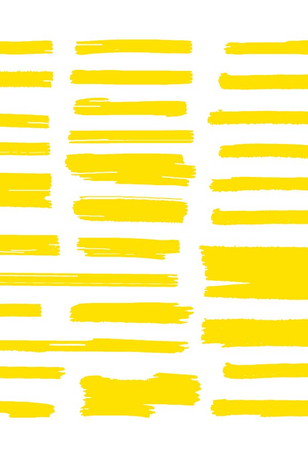 Highlight marker lines. Yellow highlighter marks, scribble b