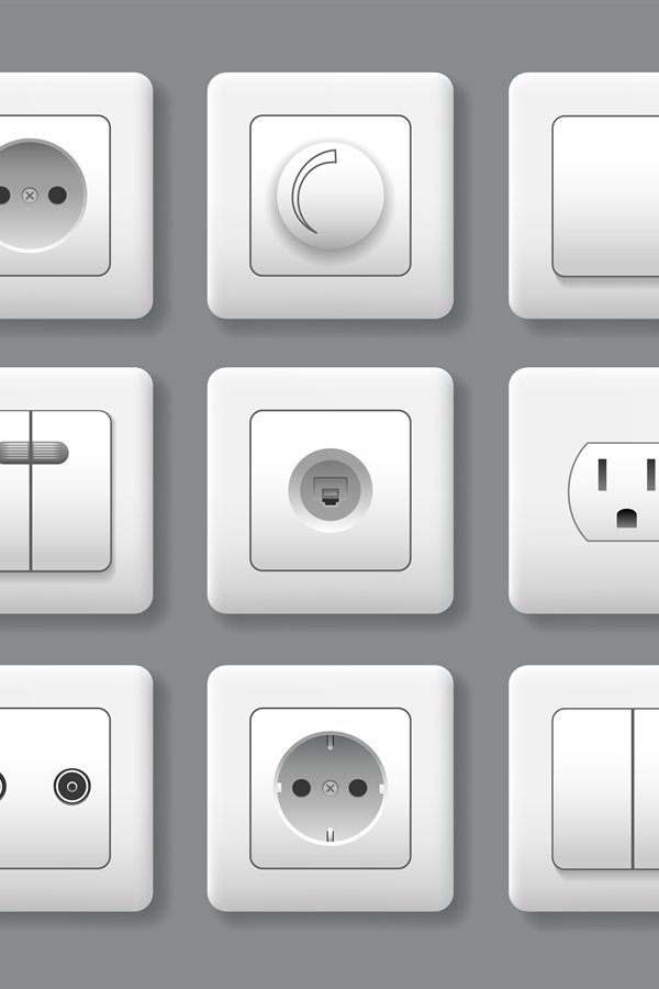 Realistic electric switches and sockets