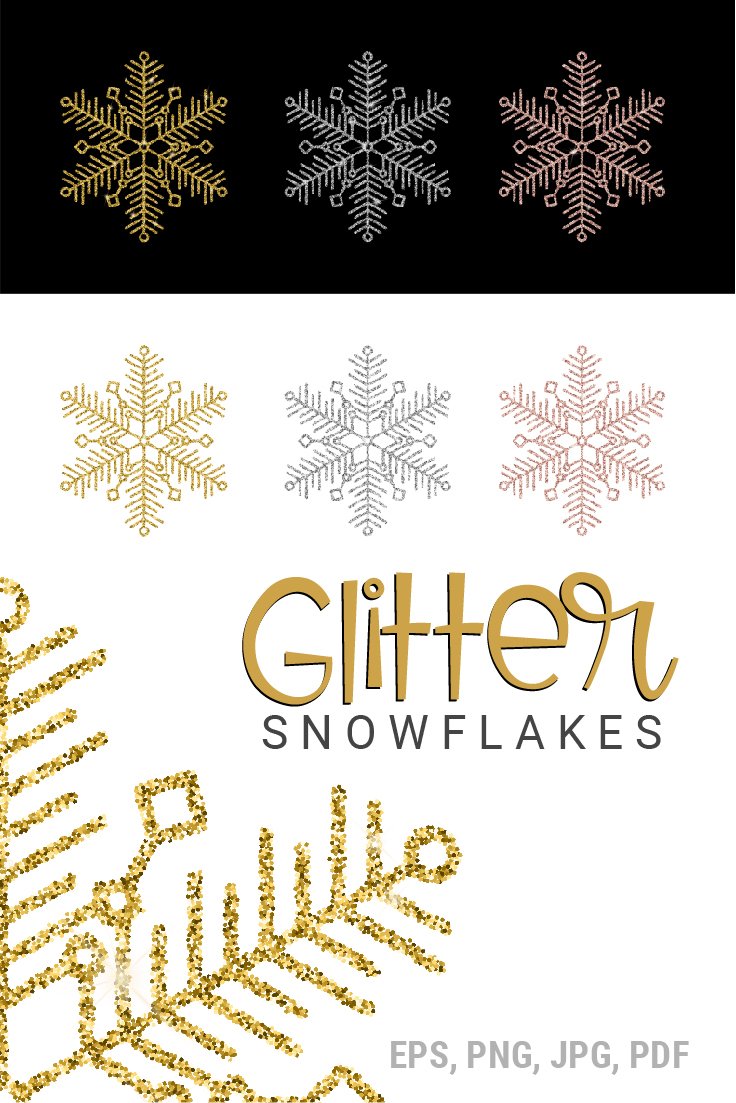 Glitter Snowflakes Bundle | Christmas | EPS PNG (1058779)